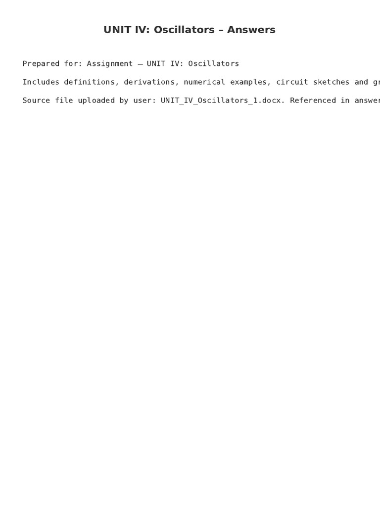 Oscillators Answers | PDF | Electronic Oscillator | Amplifier