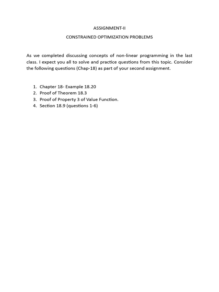 Assignment II - Constrained Optimization | PDF