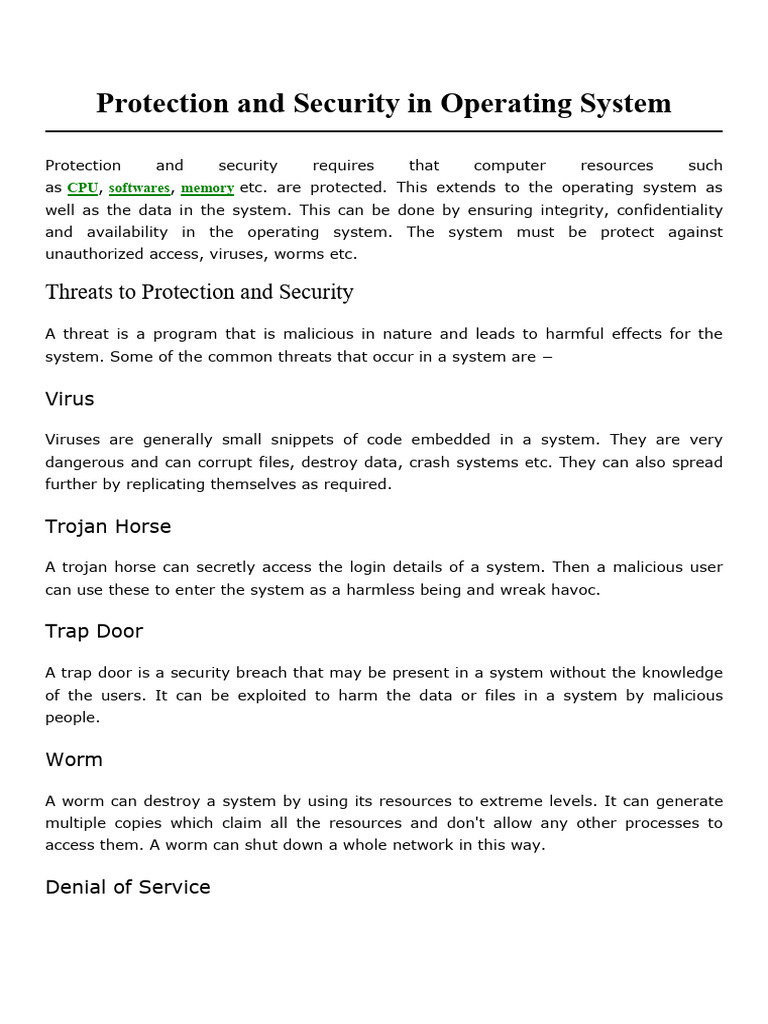 Protection & Security in OS | PDF | Malware | Operating System