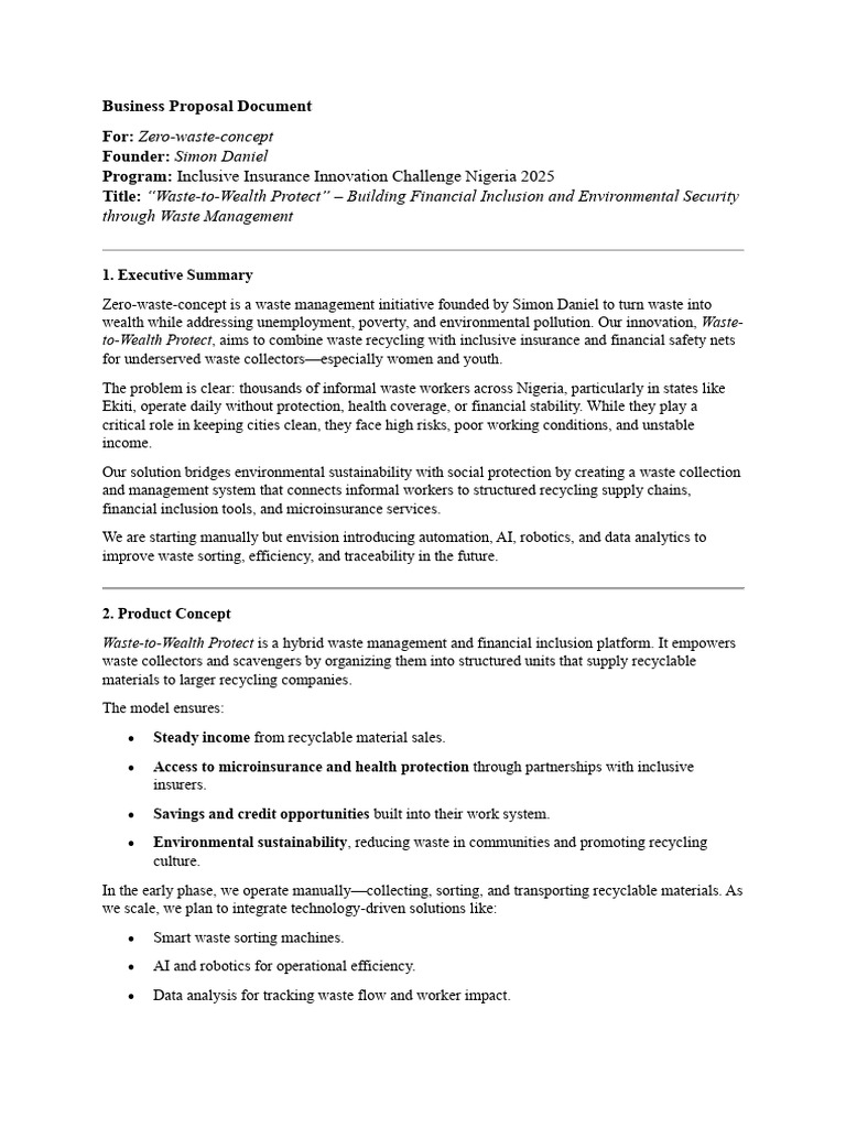 Business Proposal Document | PDF | Recycling | Waste Management