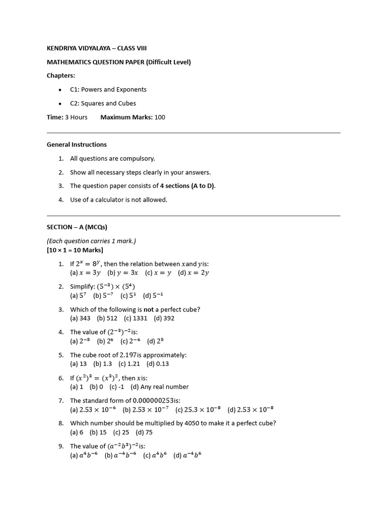 Kendriya Vidyalaya Maths 2 | PDF | Numbers | Discrete Mathematics
