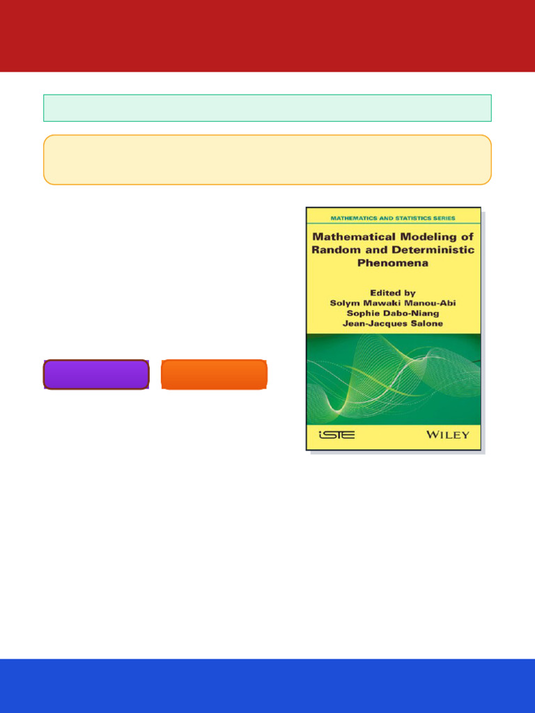 Mathematical Modeling of Random and Deterministic Phenomena Mathematics and Statistics 1st ...