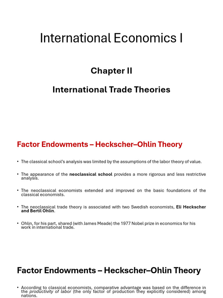 International Economics I - Chapter Two - Neoclassical & New | PDF ...