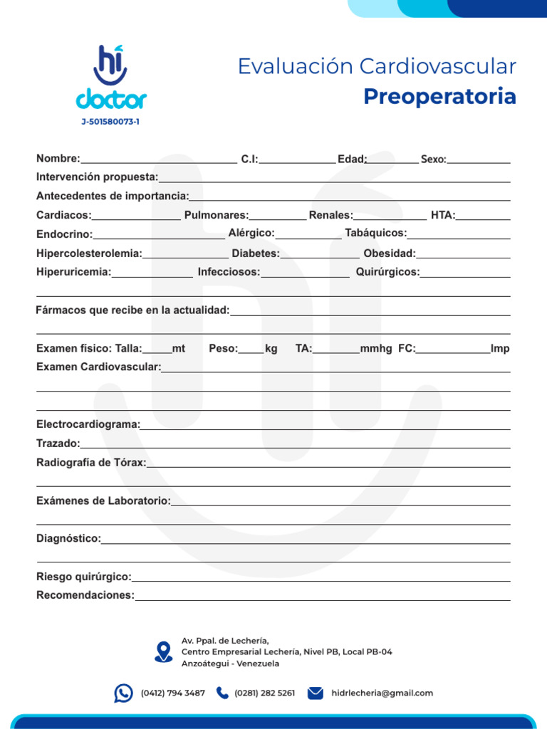 Evaluación Cardivascular Preoperatorio - HDCT | PDF