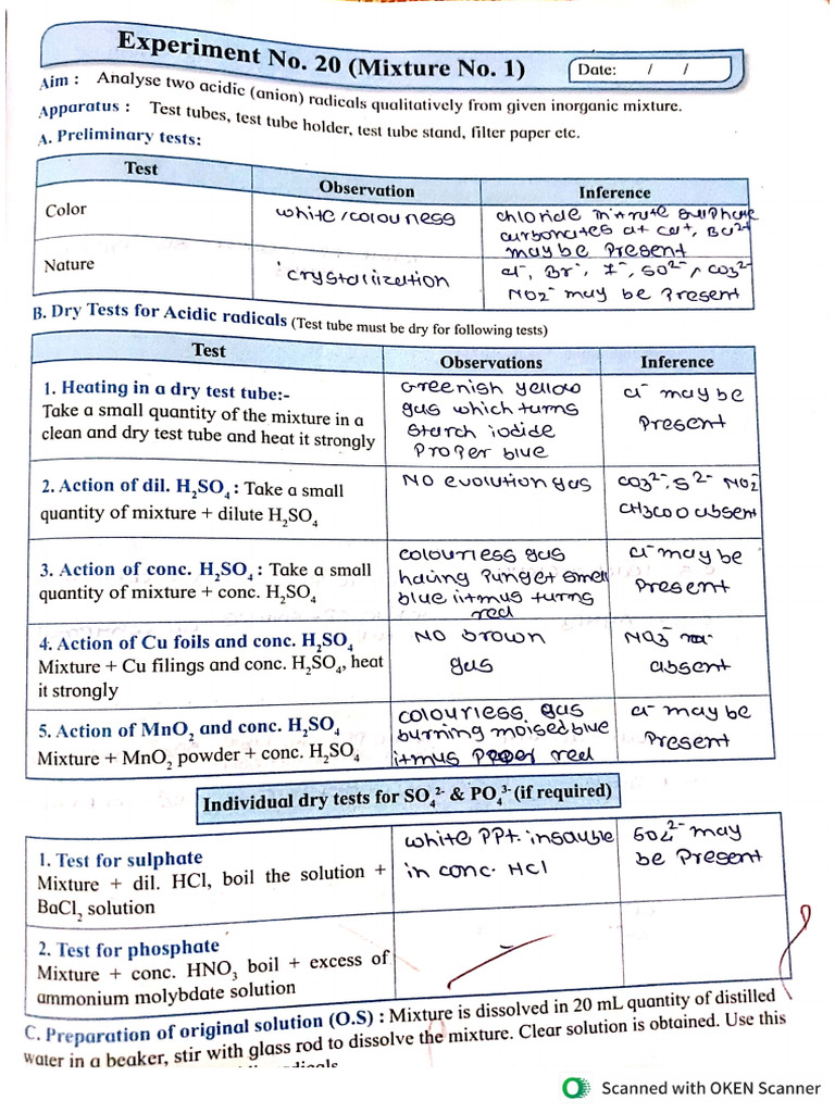 Chemistry Expt No 20 to 23 | PDF