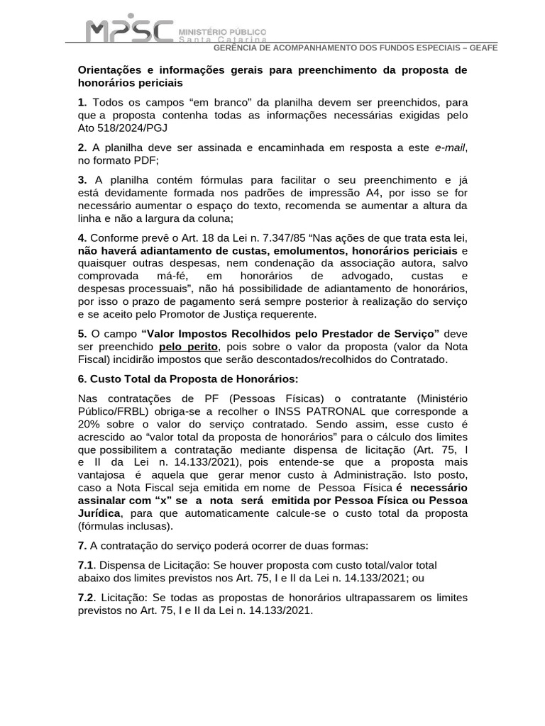 Proposta de Honorários Periciais GEAFE | PDF