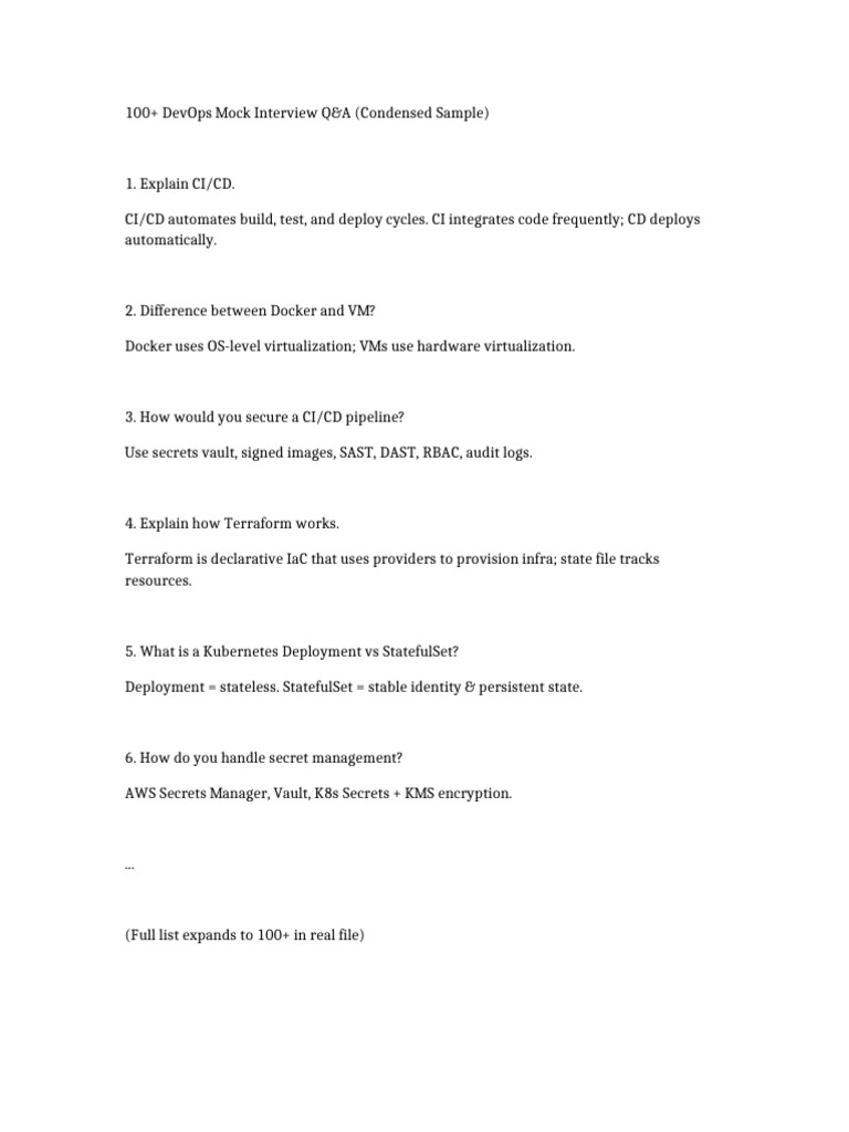 Devops 100 Qa Pdf