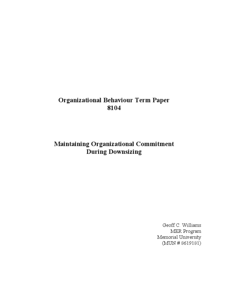 Organizational Commitment in Downsizing | PDF | Layoff | Employment