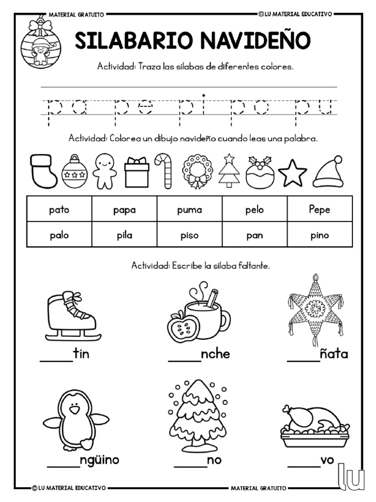Lu Material Educativo - Gratuito Silabario Navideño | PDF