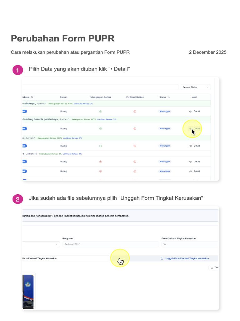 Cara Perubahan Form PUPR | PDF