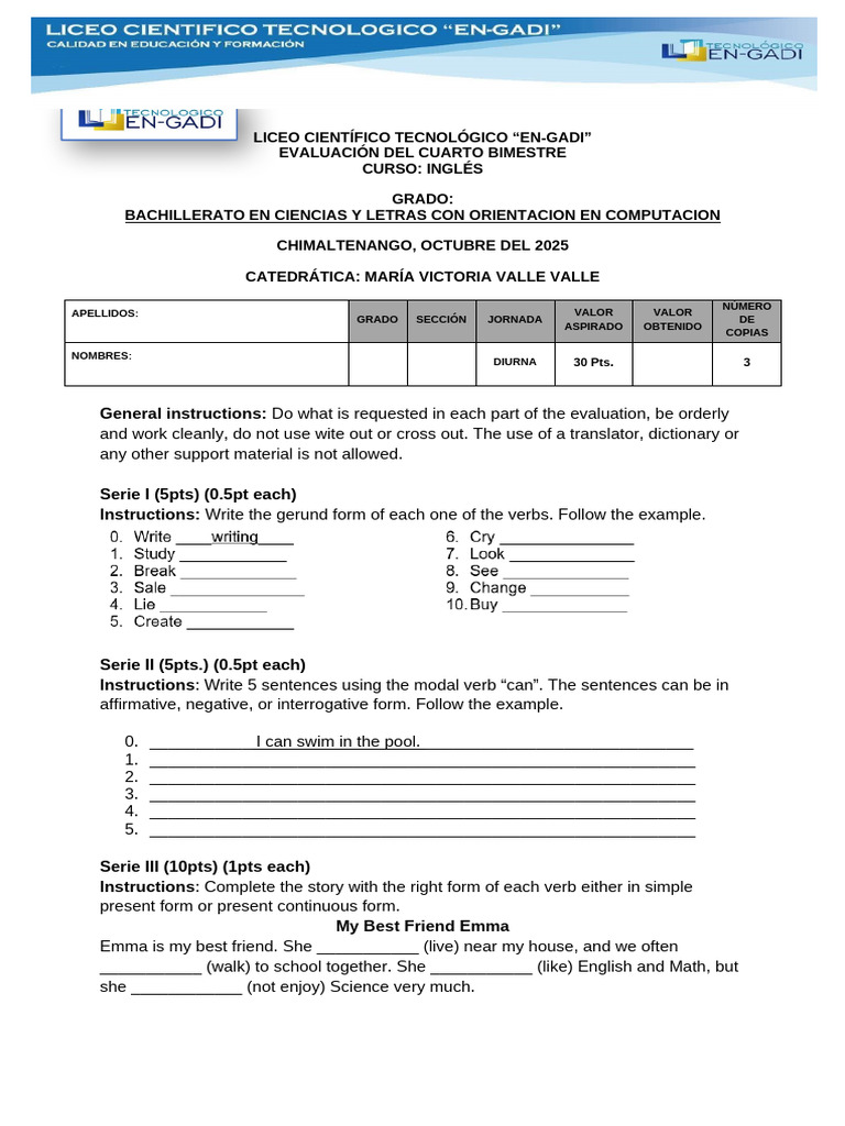 English, 10th Grade. - 4to. Bachillerato en Ciencias y Letras Con ...