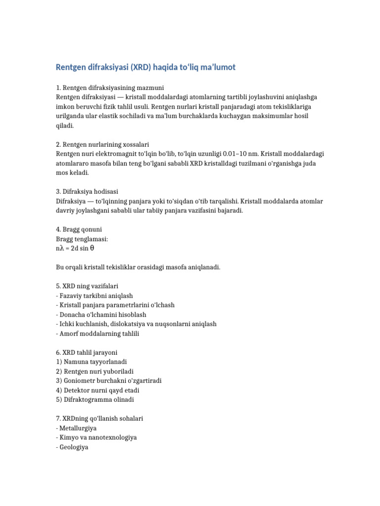 Rentgen_difraksiyasi_XRD | PDF