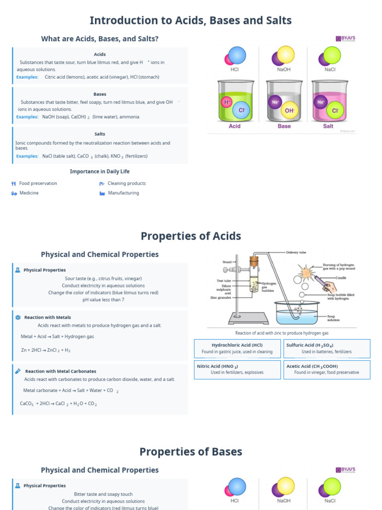 Acids, Bases, and Salts Explained | PDF | Acid | Ph