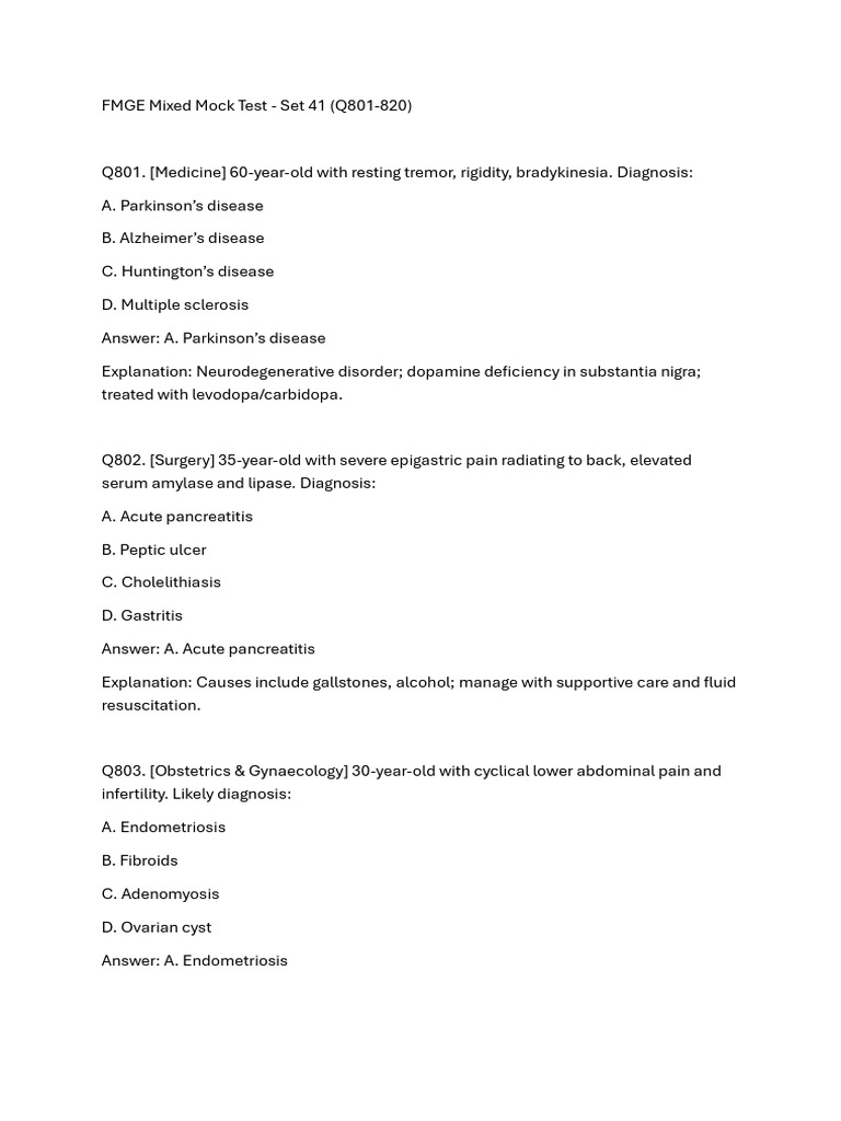 FMGE Questions Part 9 | PDF | Obsessive–Compulsive Disorder | Glaucoma