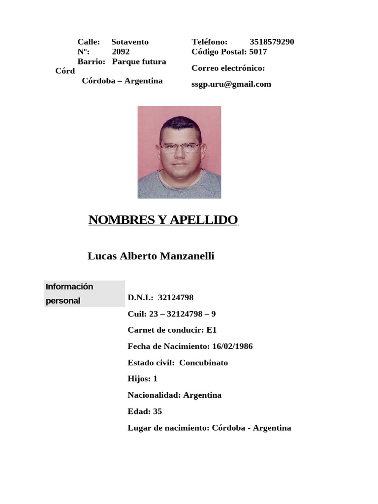 CV Lucas Manzanelli | PDF