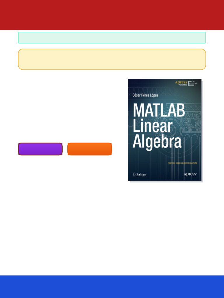 MATLAB Linear Algebra 1st Edition Cesar Lopez ebook updated ebook pack ...
