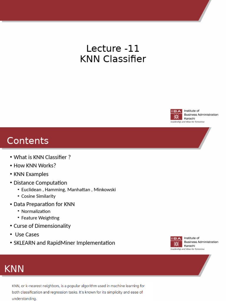 Lecture 11 KNN Classifier | PDF | Information Science | Software ...