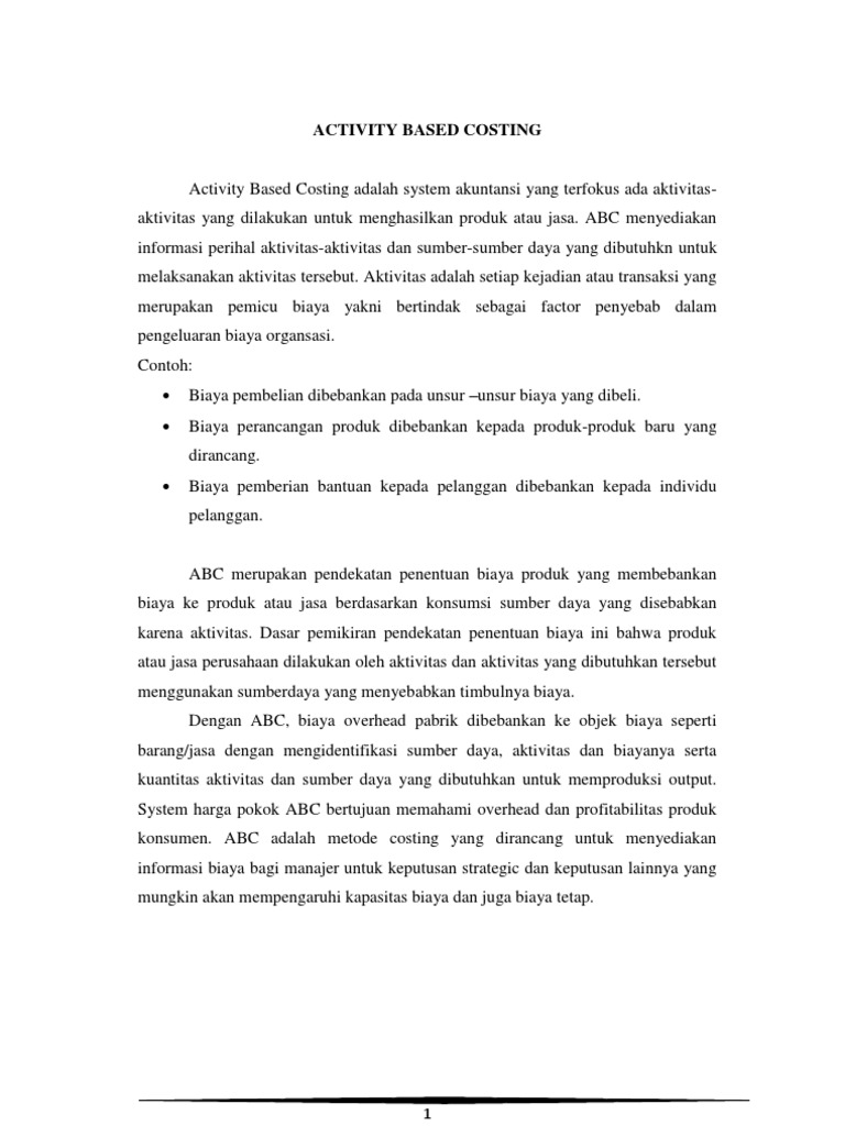 Makalah-Activity Based Costing | PDF | Bisnis | Komputer