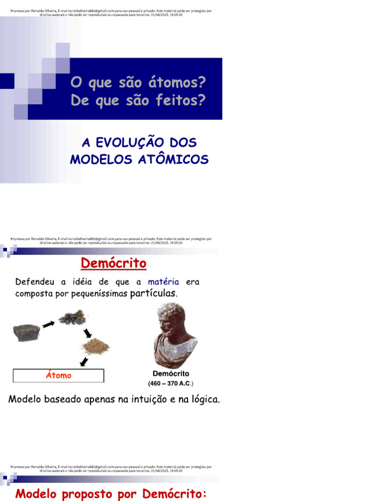 Aula Sobre Modelos Atômicos | PDF