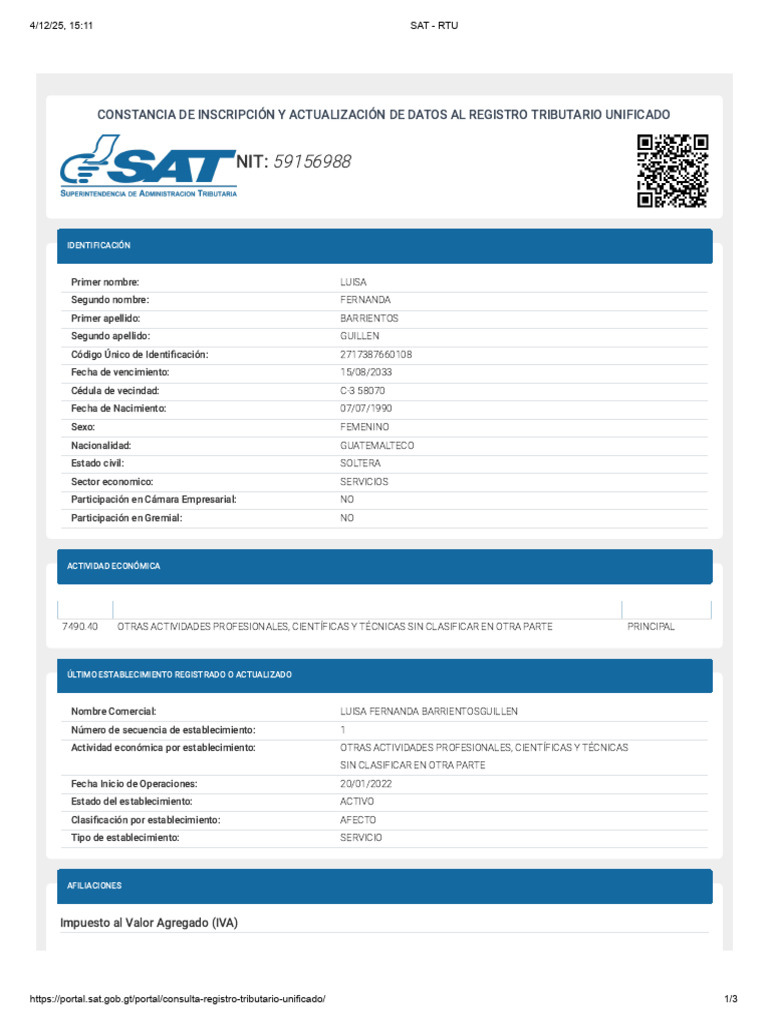 RTU FERNANDA 2025 - Guatemala | PDF | Pagos