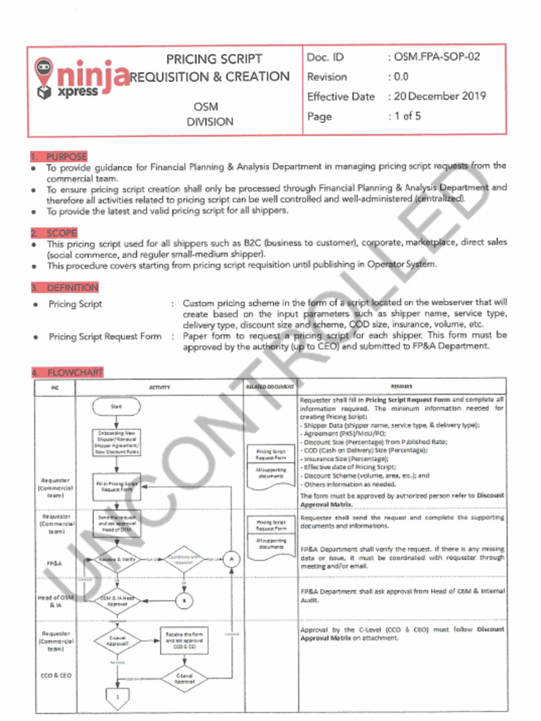 OSM FPA SOP 02-Pricing Script Requisition Creation Watermark | PDF