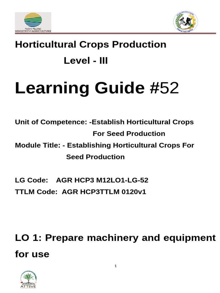 12 Establish Horticultural Crops For Seed Production L III | PDF | Soil ...