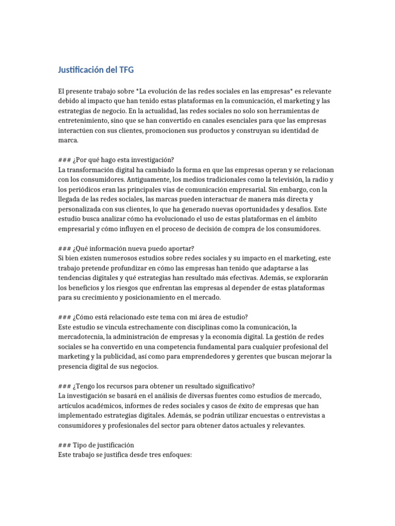 Justificación_TFG | PDF | Marketing | Business