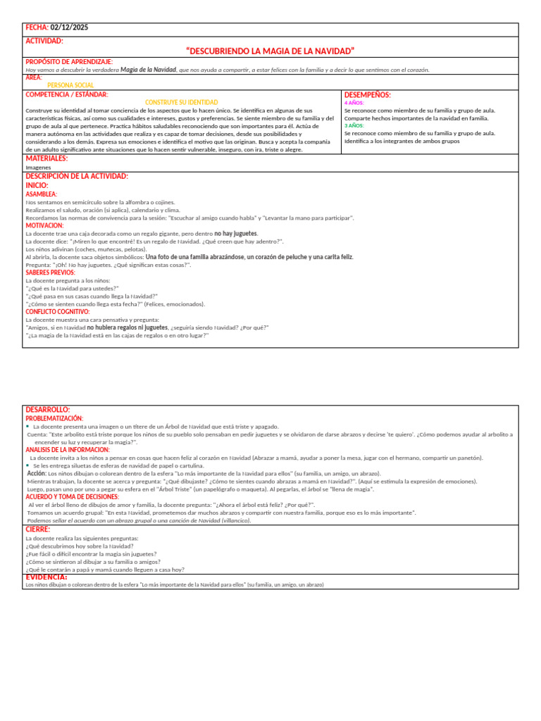 Sesión Día 02 de Diciembre 1802 | PDF | Navidad | Salón de clases