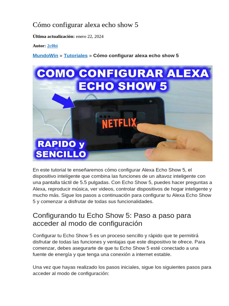 Guía para configurar Alexa Echo Show 5 | PDF | Amazon Echo ...
