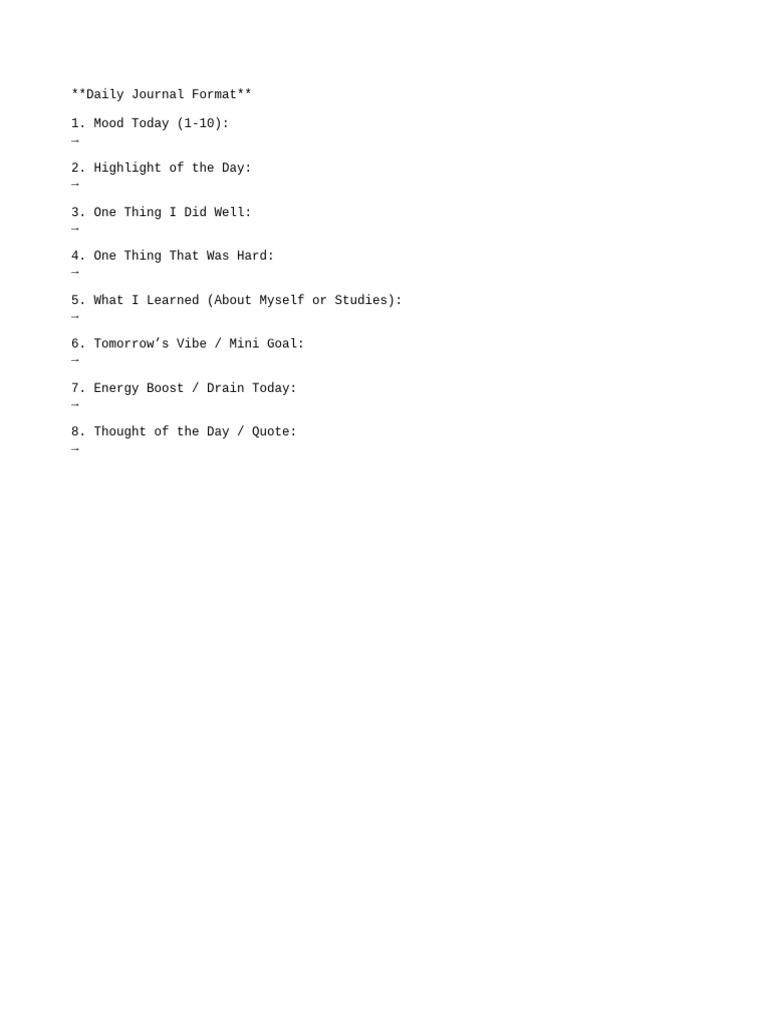 Daily Journal Template | PDF