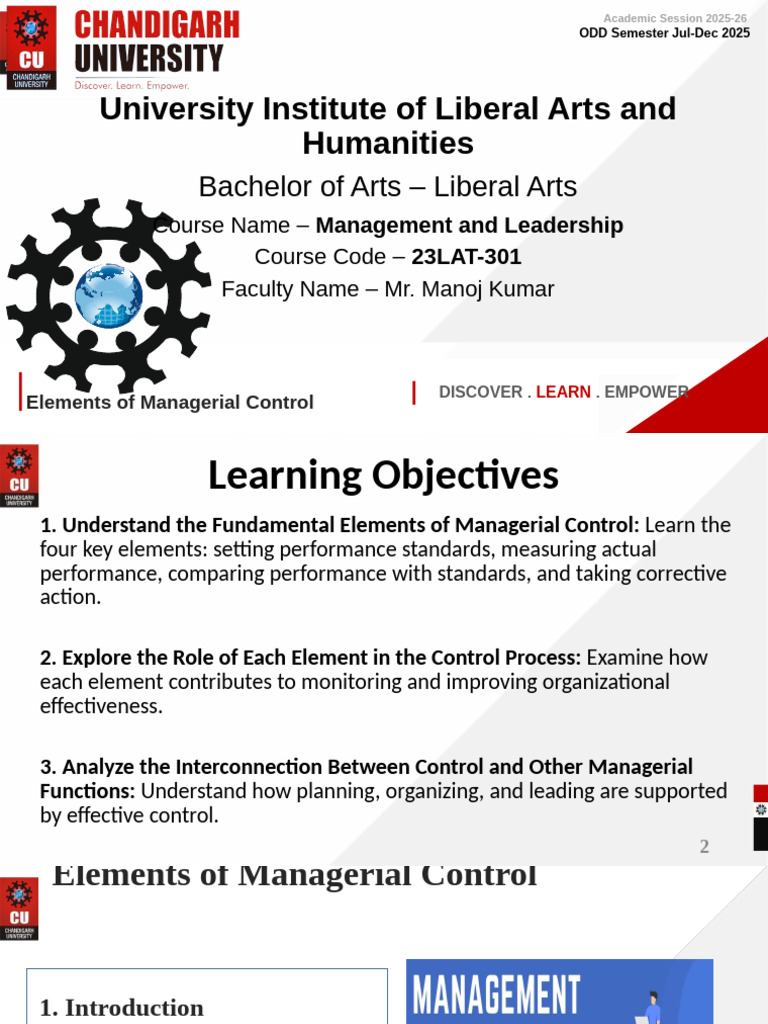 Elements of Managerial Control | PDF | Goal | Strategic Management