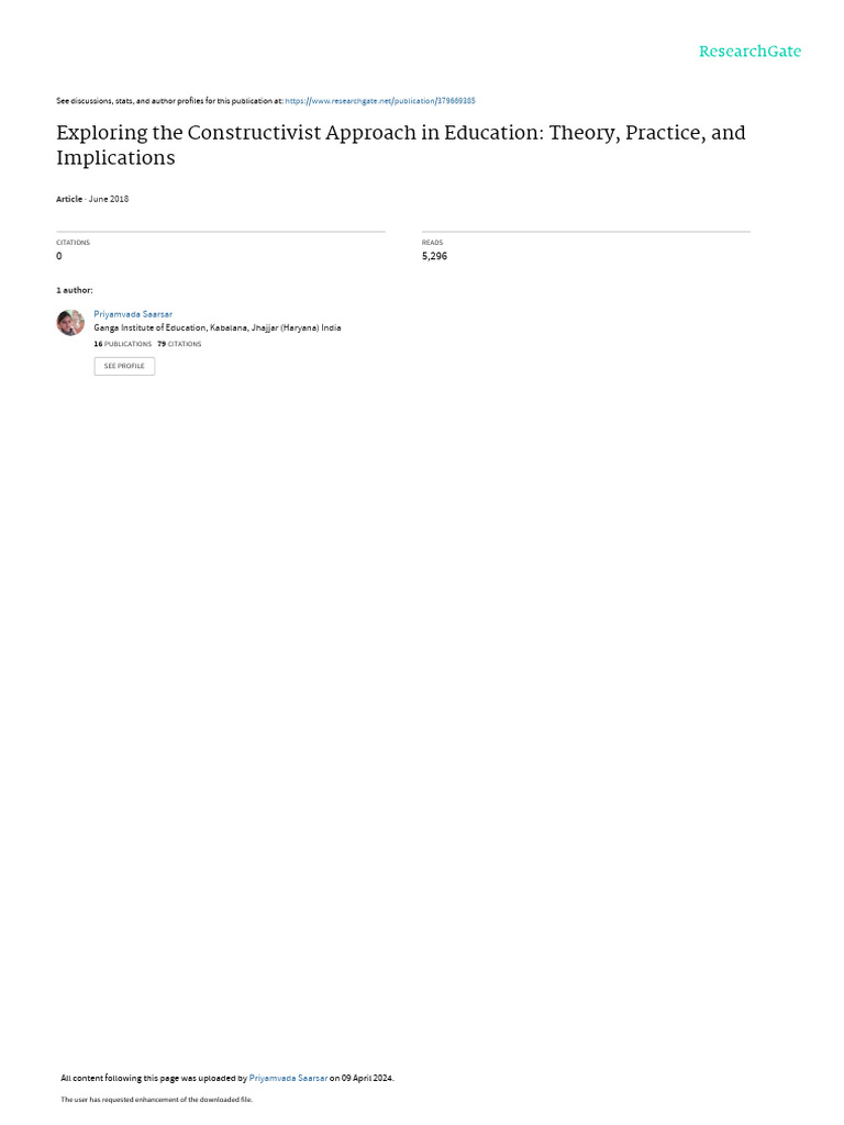 Exploring The Constructivist Approach in Education Theory Practice and Implications | PDF ...