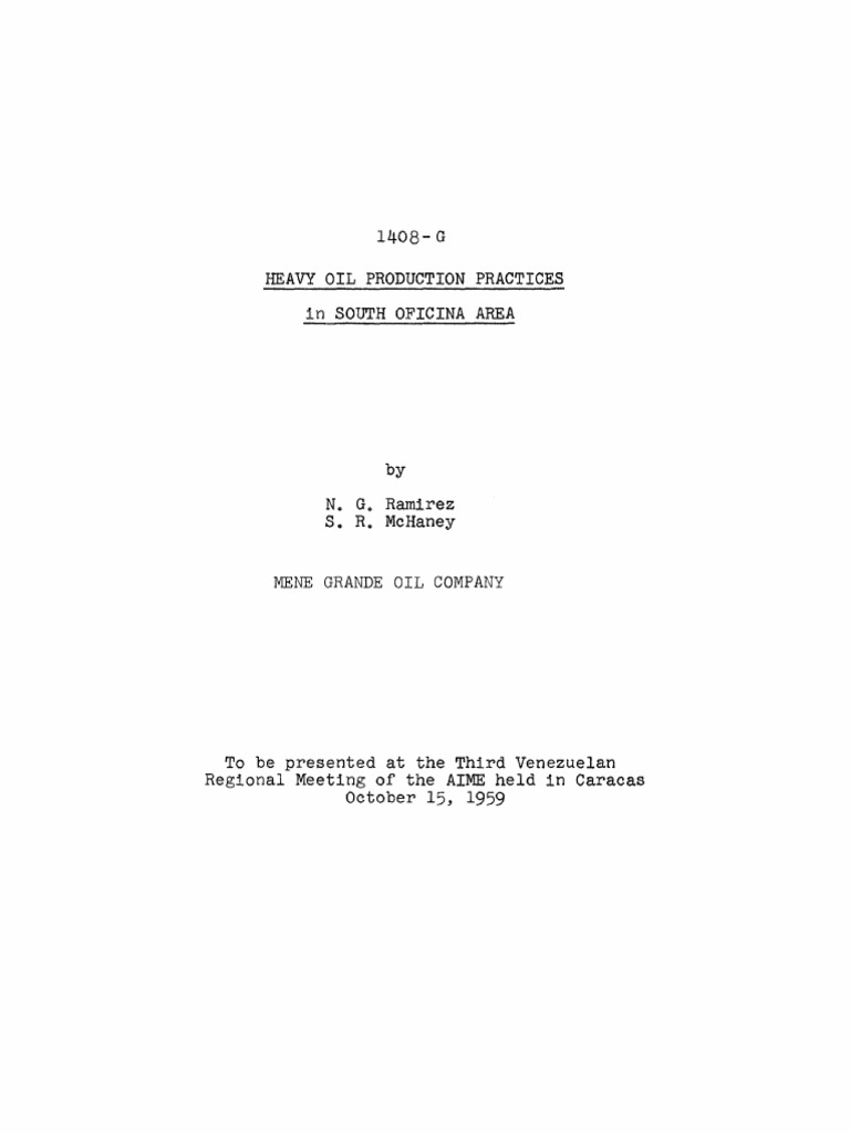 Heavy Oil Production Practices in South Oficina Area | PDF | Petroleum ...