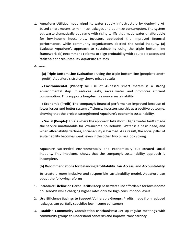 Sample Answer For Case Study Based Questions | PDF | Sustainability ...