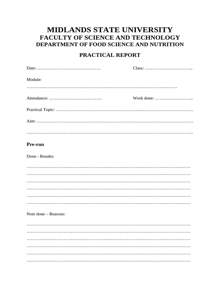 Food Science Practical Report Template | PDF