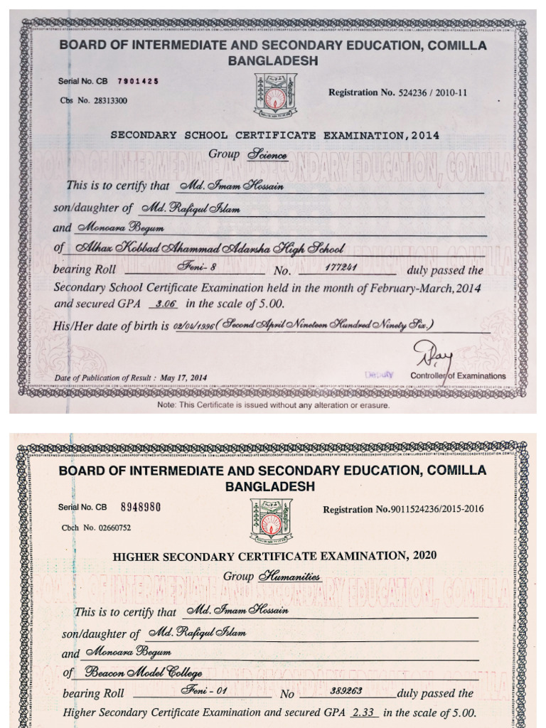 All Certificate & Transcript | PDF