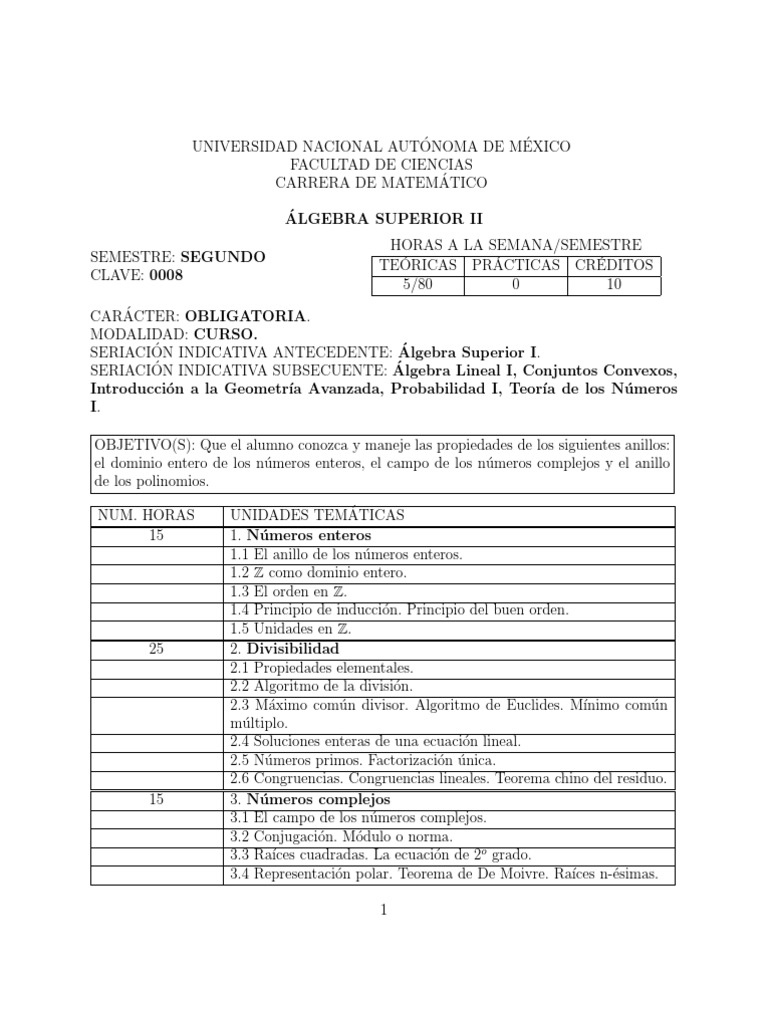 Álgebra Superior II - UNAM | PDF | Álgebra | Ciencia computacional