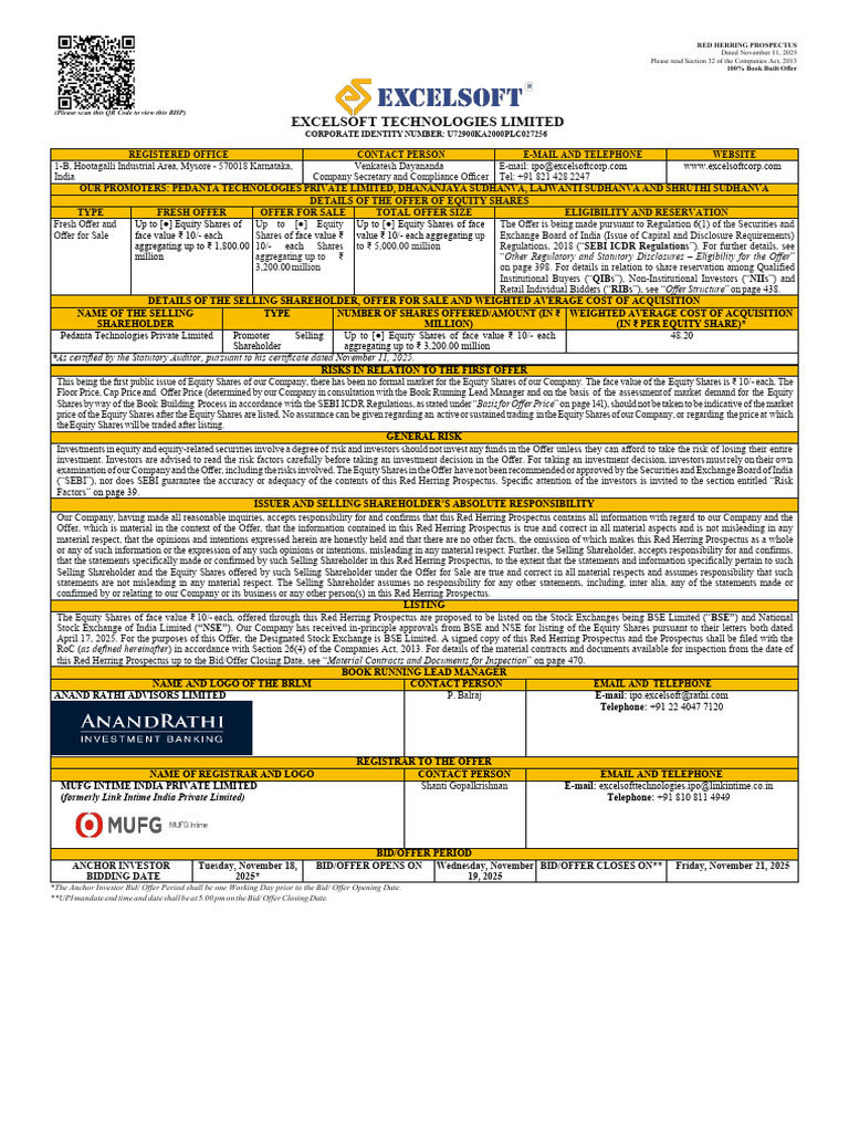 Red Herring Prospectus RHP | PDF | Investing | Equity (Finance)
