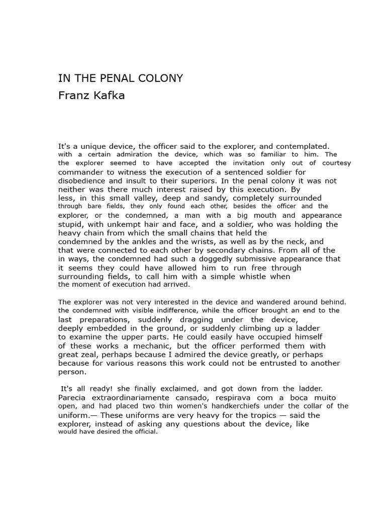 In The Penal Colony - Franz Kafka | PDF