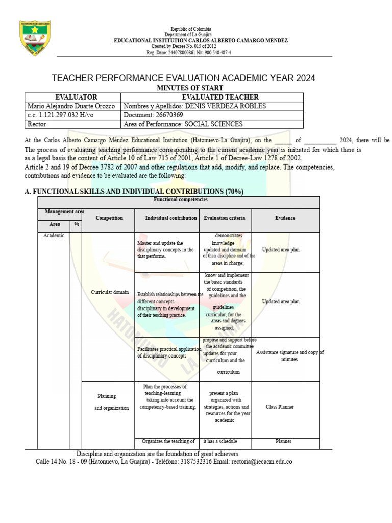 Minutes Format For Start of Eva Performance Denis Verdeza | PDF ...