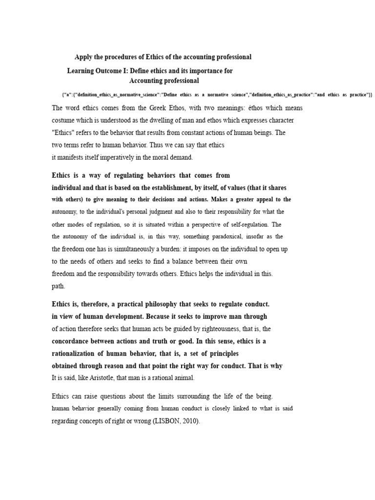Ethics in Accounting: Principles and Practices | PDF | Morality ...