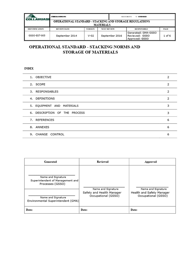 Stacking and Storage Standards for Materials (final) | PDF | Dangerous ...