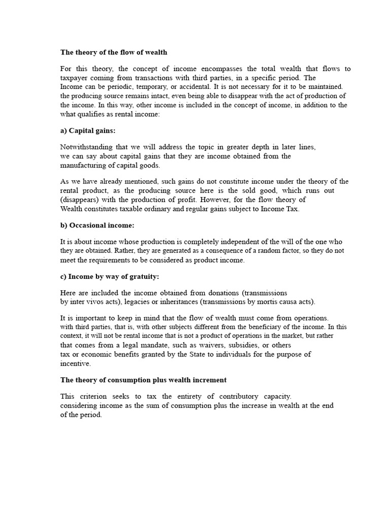 The theory of wealth flow.docx | PDF | Income | Capital Gains Tax
