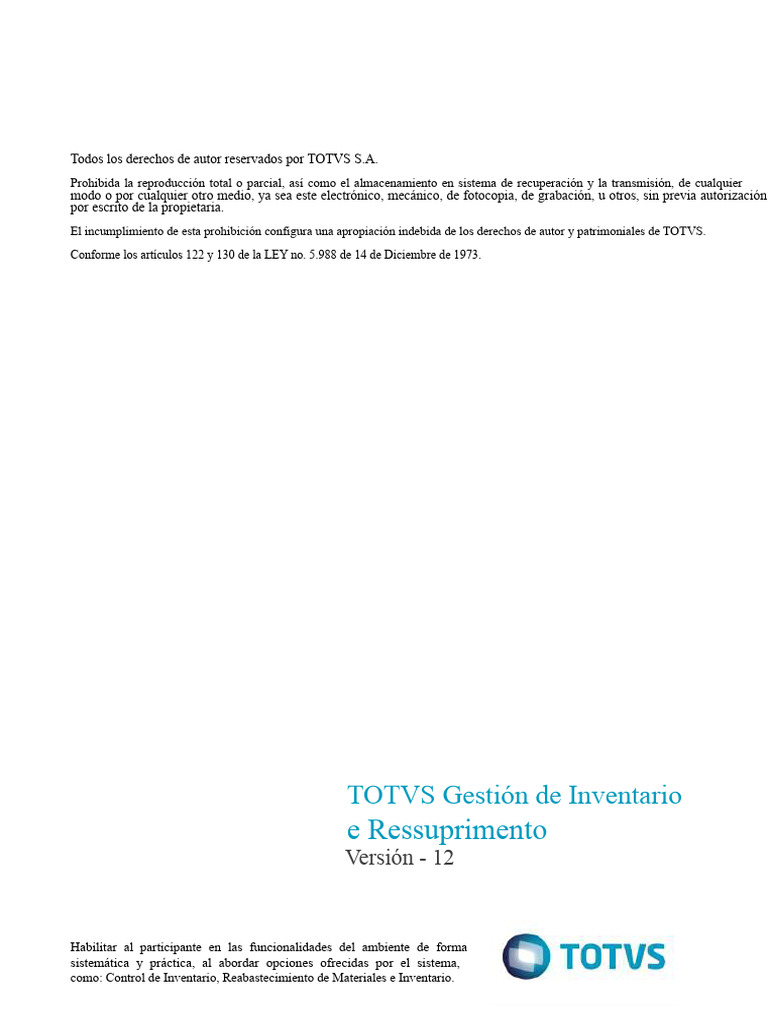 Gestión de Inventario y Reabastecimiento TOTVS | PDF | Archivo de ...