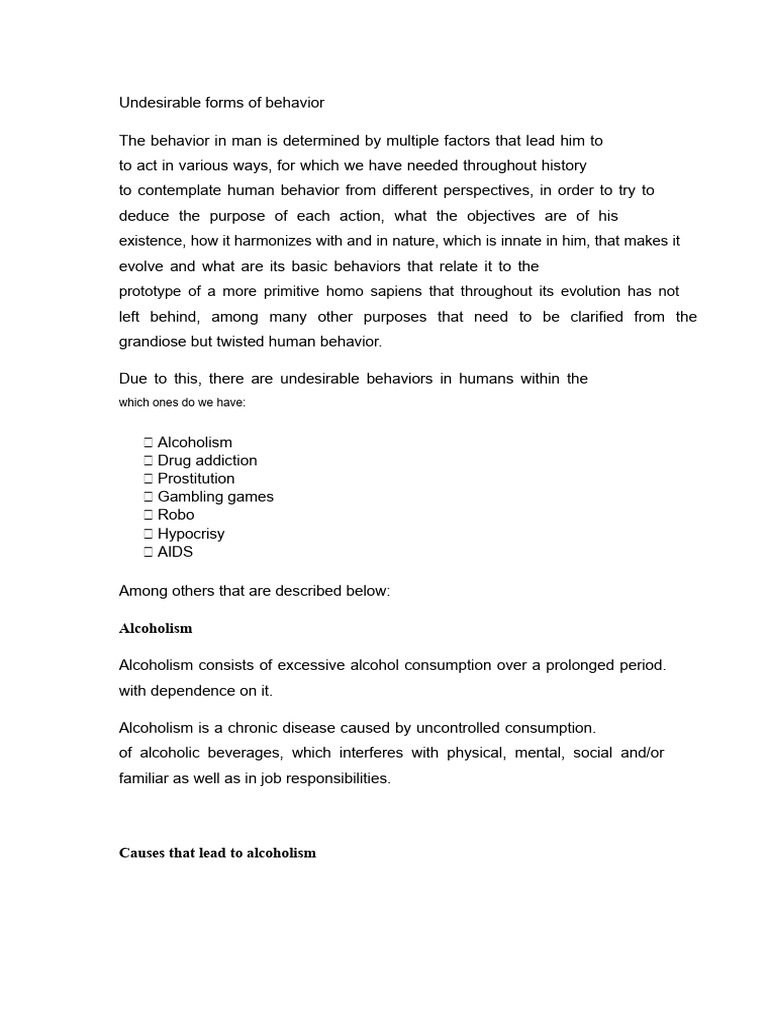 Undesirable Forms of Behavior | PDF | Sexually Transmitted Infection ...