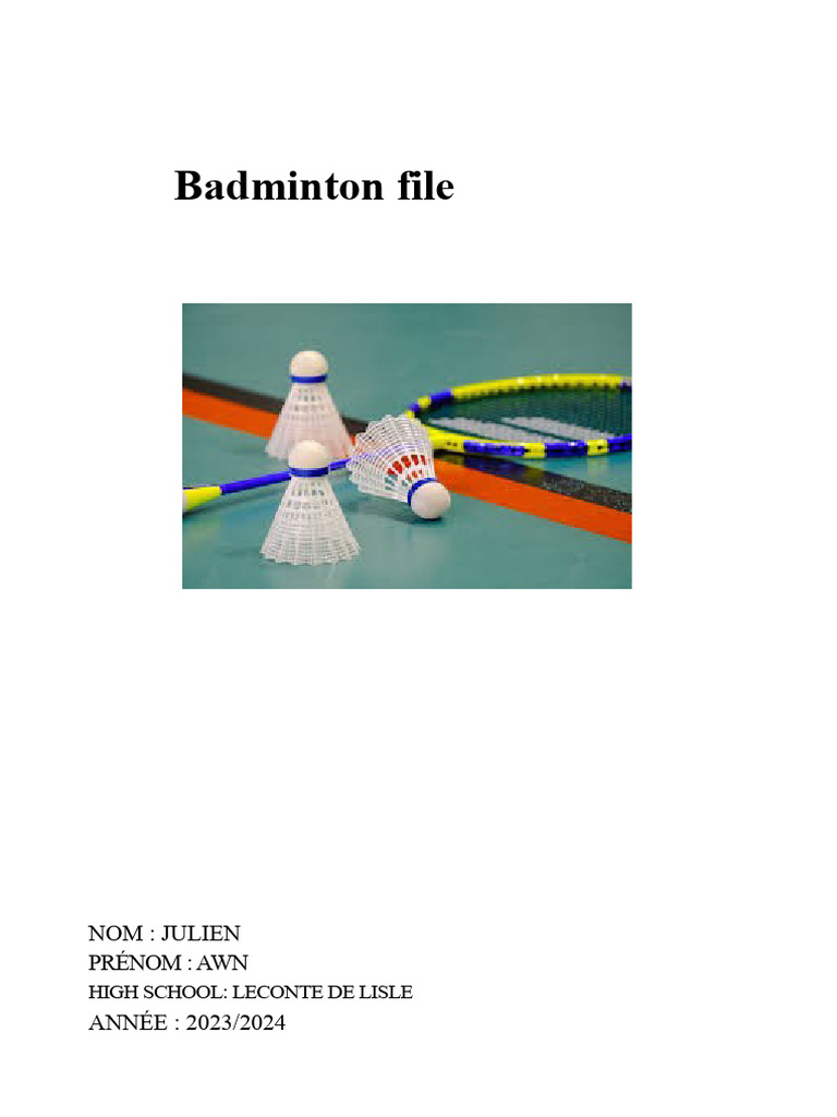 Badminton File Sports Baccalaureate | PDF