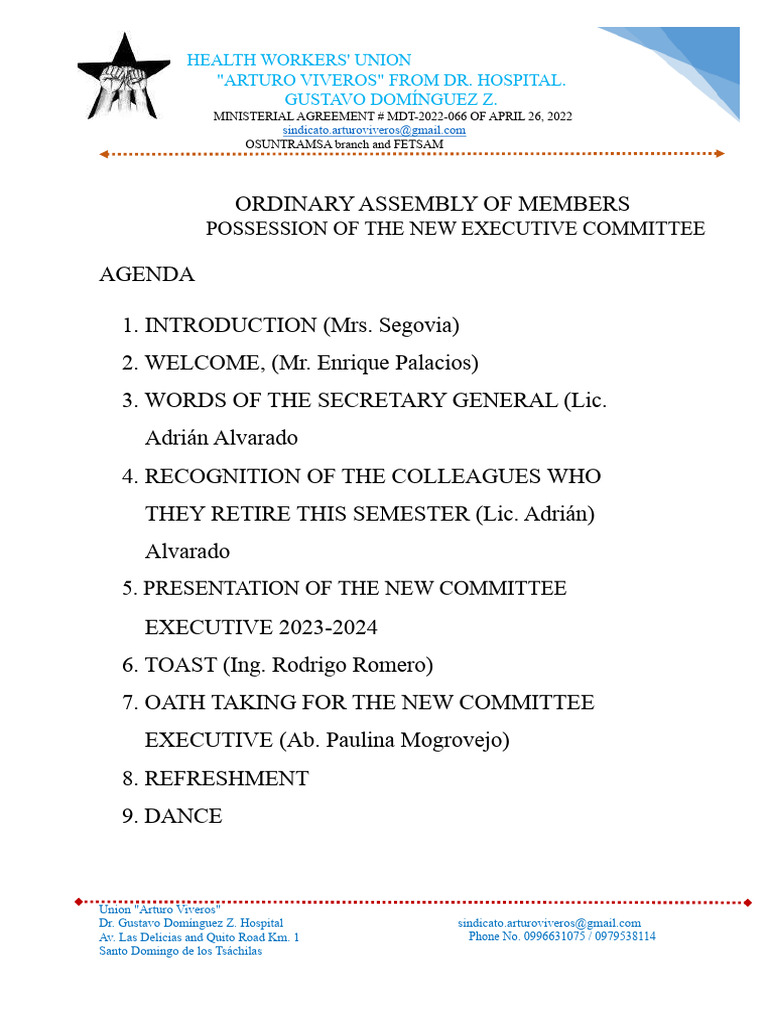 New Executive Committee Assembly Agenda | PDF