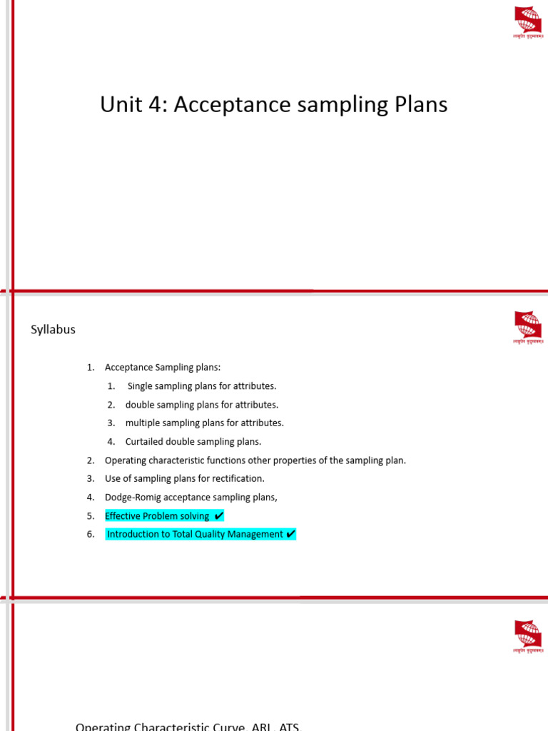 Acceptance Sampling Plans Overview | PDF | Sampling (Statistics ...