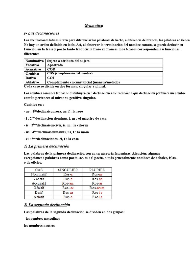 Resumen de Gramática Latina | PDF | Tipología Lingüística | Morfología ...