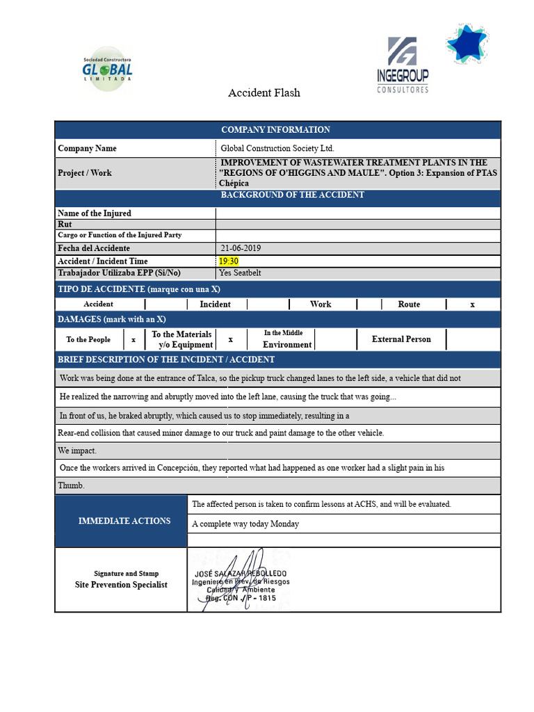 Flash Accident Report Format | PDF